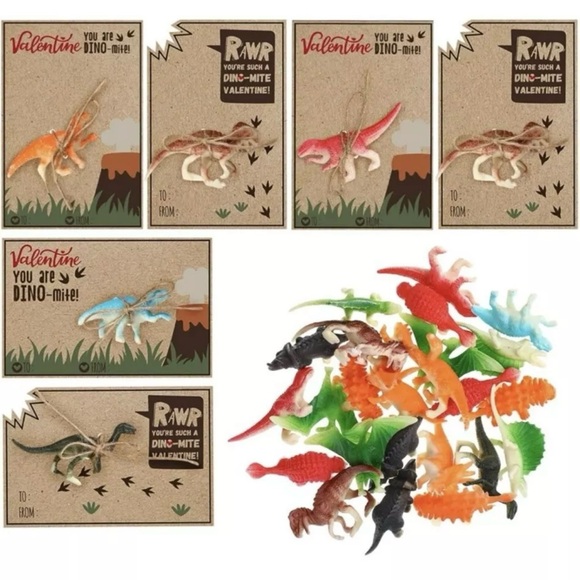 Other | Kids Valentine Cards 36 Pack With Mini Dinosaur Vehicle Plastic ...